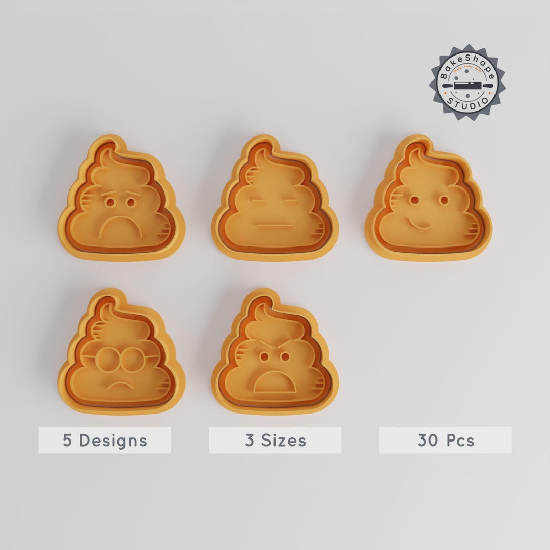 Emotional Poop Characters Cookie Cutter & Stamp Set, 5 Designs, Camping ...
