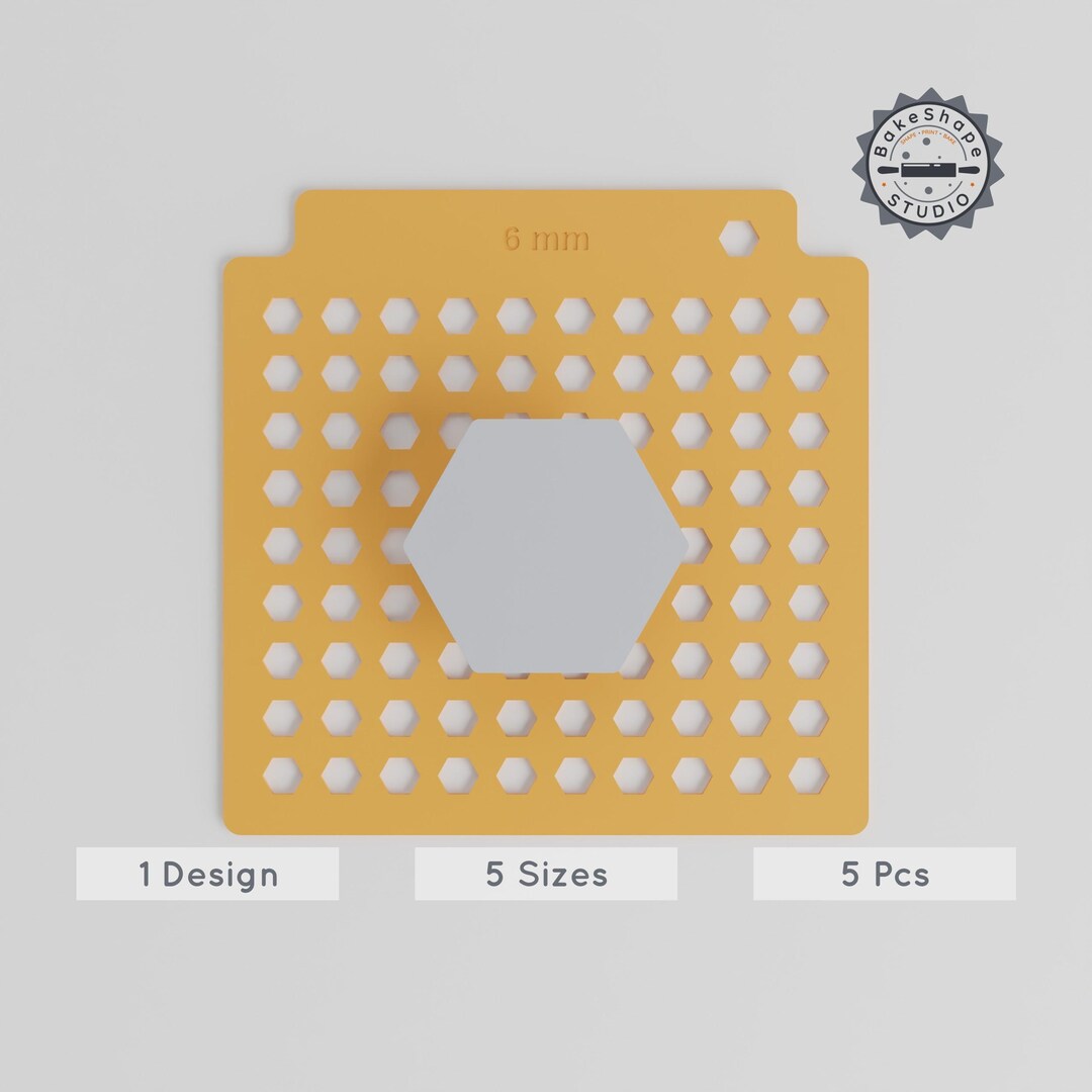 Hexagon Sprinkle Stencil Set, 5 Sizes, 3D Print STL, Geometric Hex ...