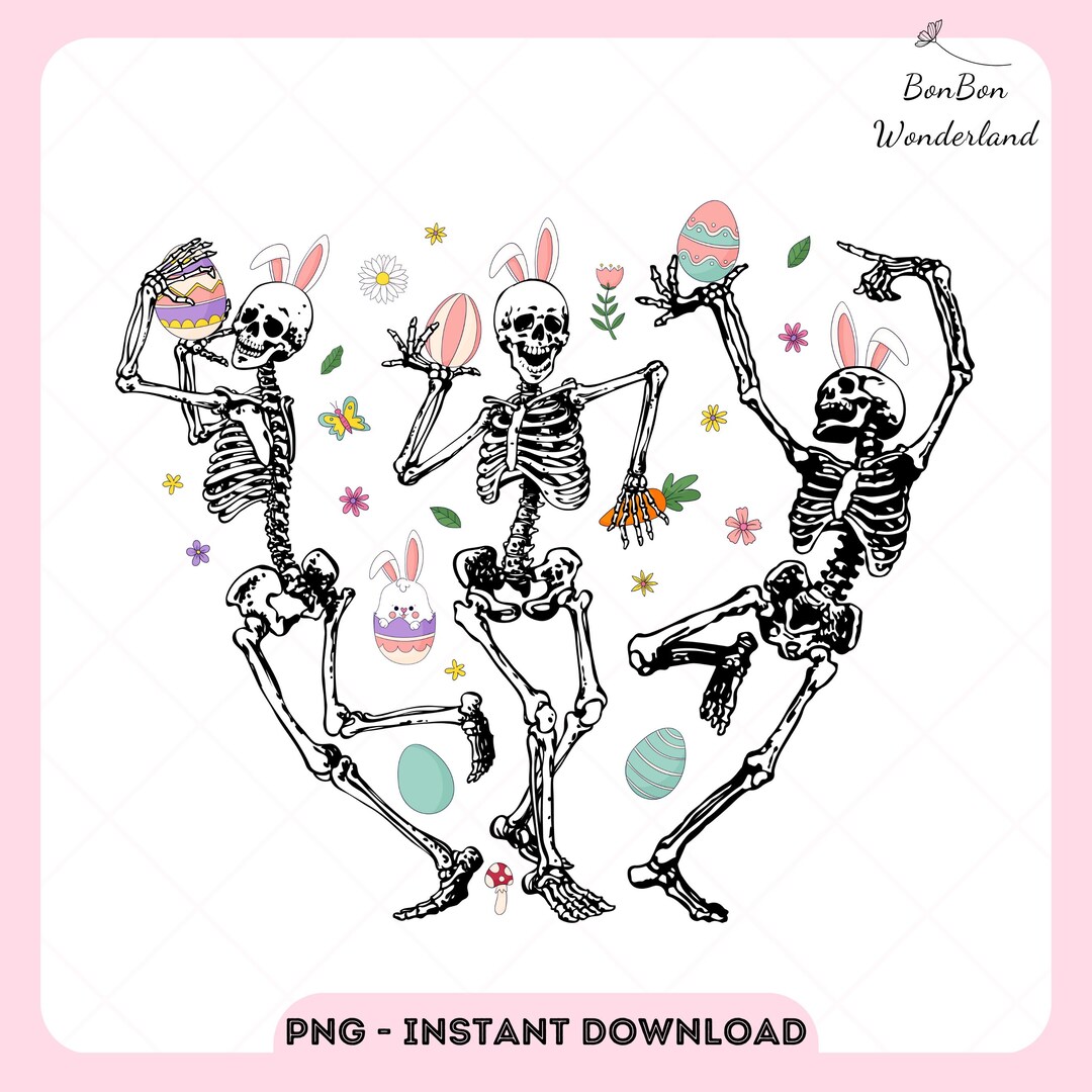 Funny Easter Skeleton PNG, Dancing Skeleton Bunny Clipart, Easter Bunny ...