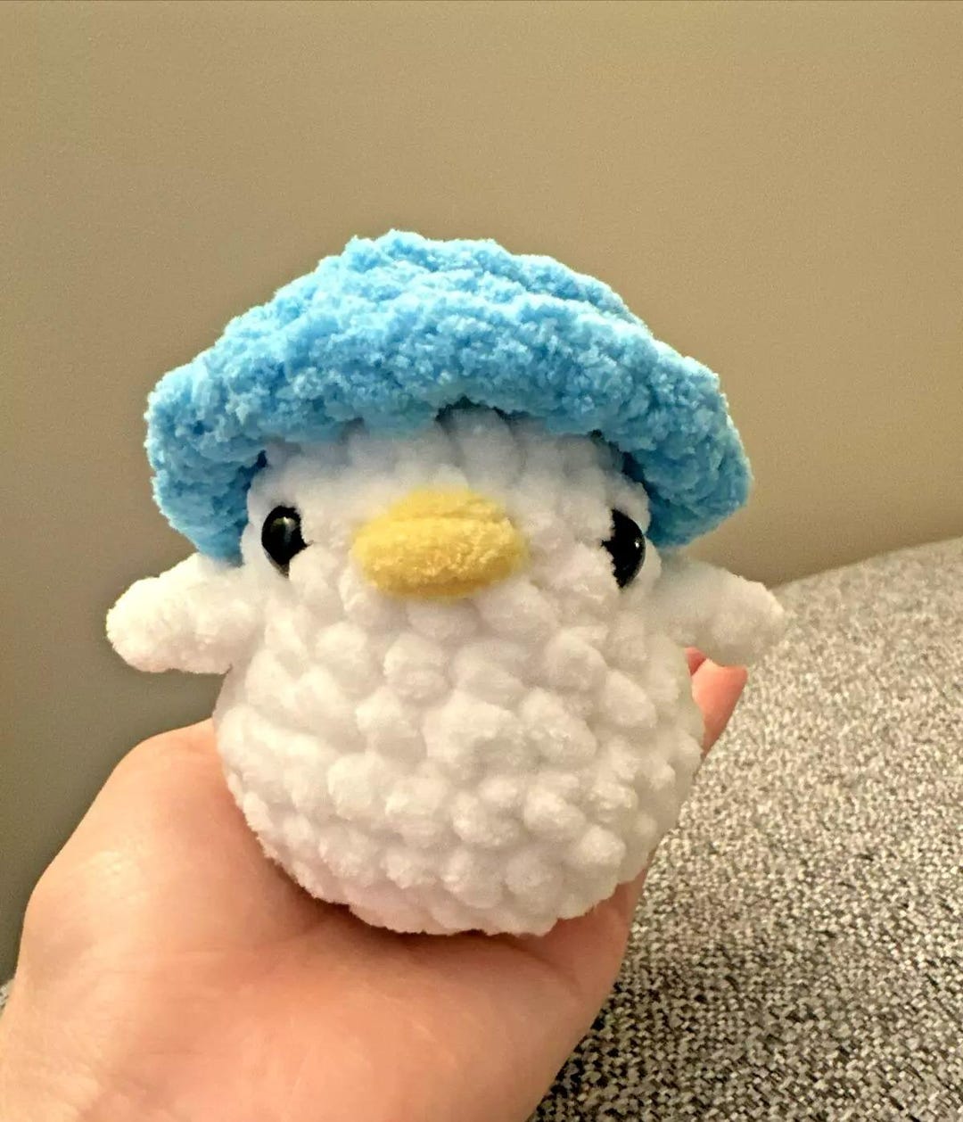 Handmade Crochet Mini Duck Plushie - Adorable Amigurumi Duck With Blue ...