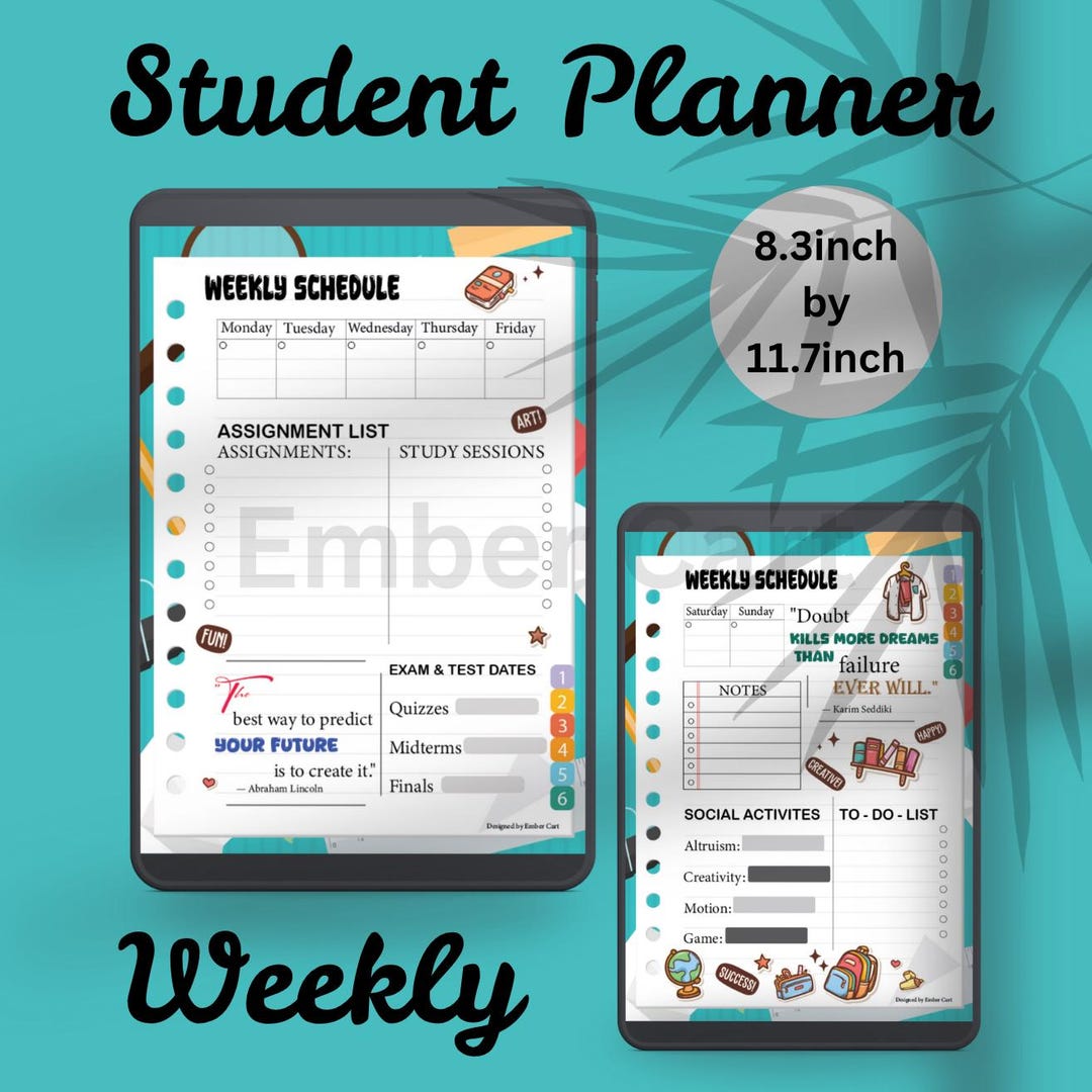 Printable Weekly Planner | Student Weekly Schedule PDF | A4 Digital ...