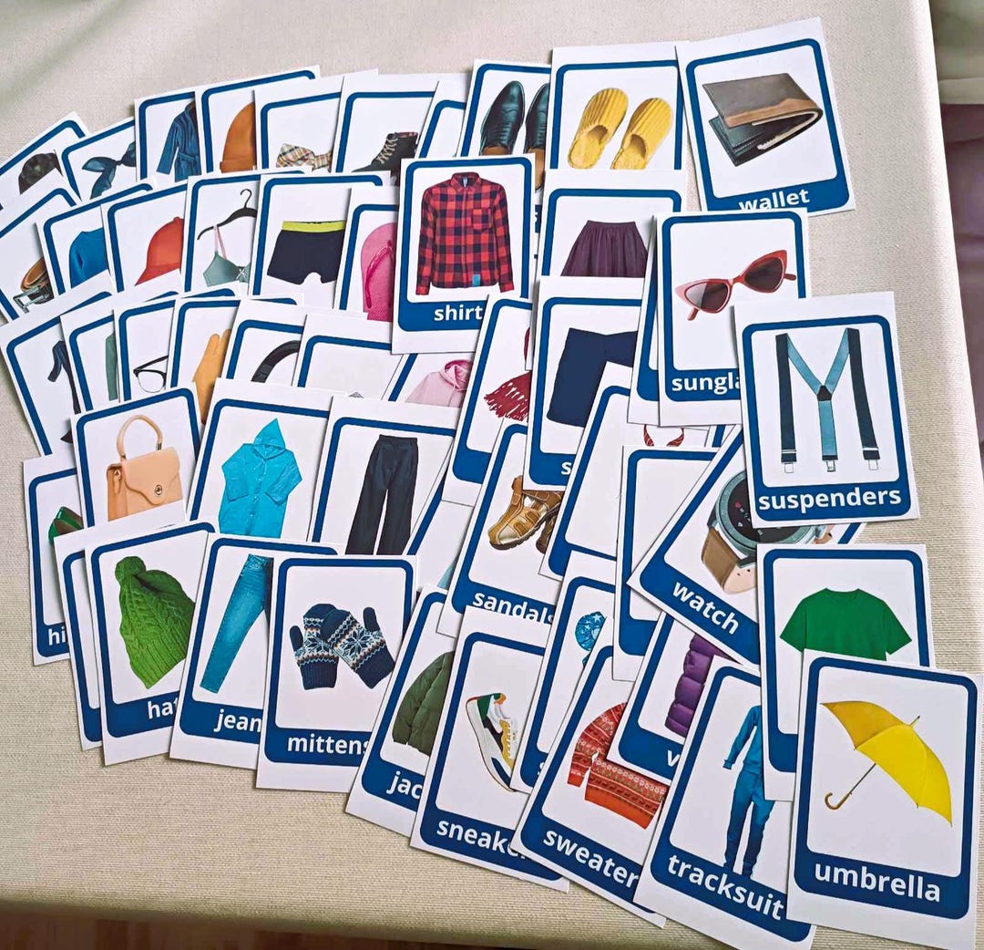 56 Printable Flashcards Clothes and Accessories - Etsy