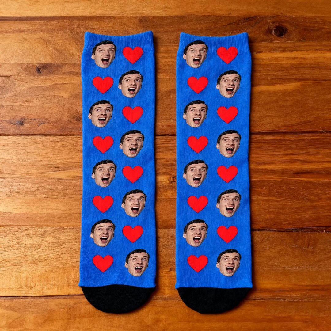 Personalized Photo Socks, Custom Face Print Polyester Socks, Christmas ...