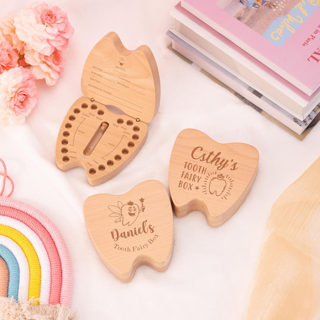 Personalized Tooth Fairy Box for Kids, Tooth Keepsake Box, Engraved ...