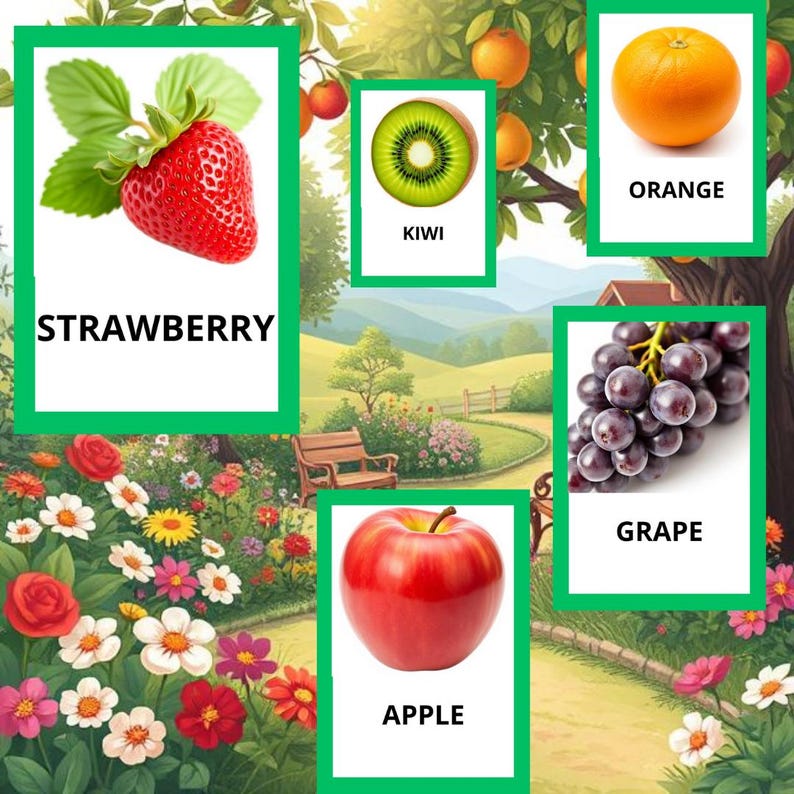 Educational Flashcards for Kids - Fruits & Vegetables Learning Cards ...