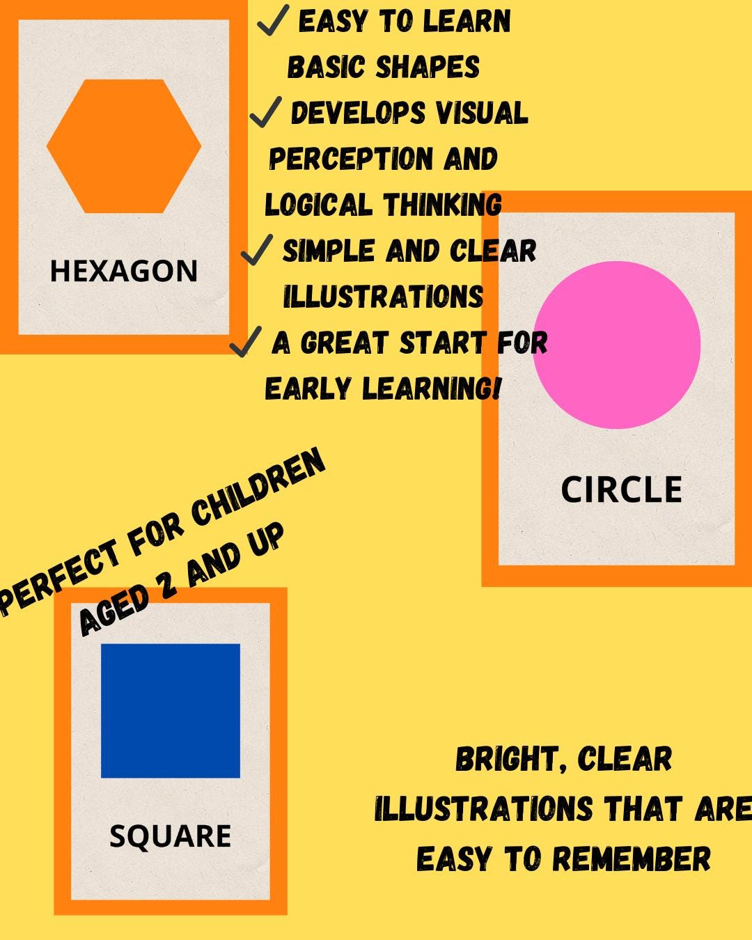 Basic Shapes Flashcards for Kids, Color Flashcards for Kids - Etsy