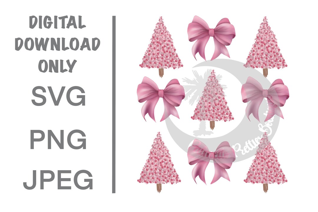 Coquette Christmas Tree & Bows Clipart: SVG, PNG, JPEG (digital ...