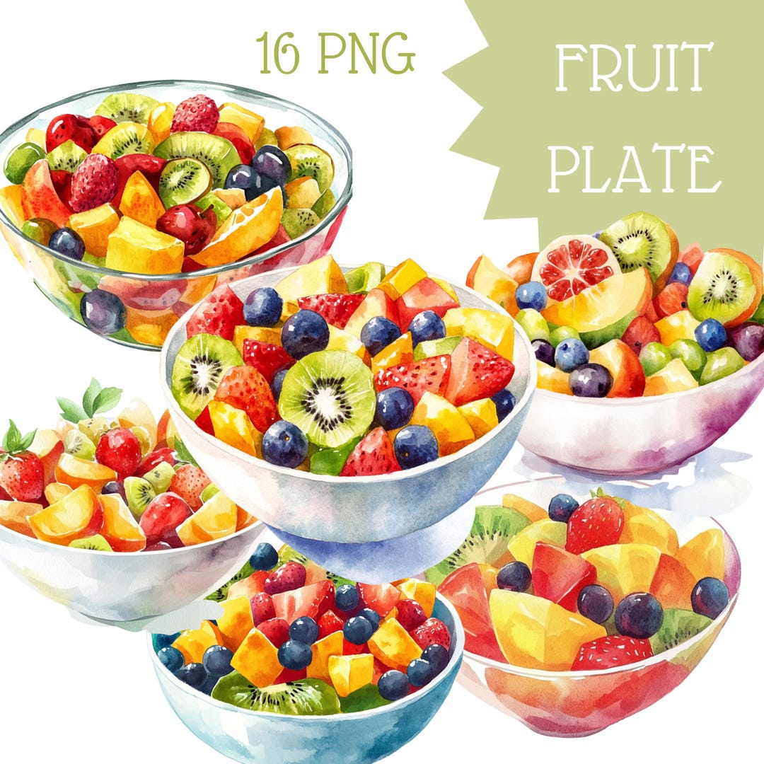 16 PNG Fruit Salad Set Clipart Fruits Illustrations Salad Png Graphics ...