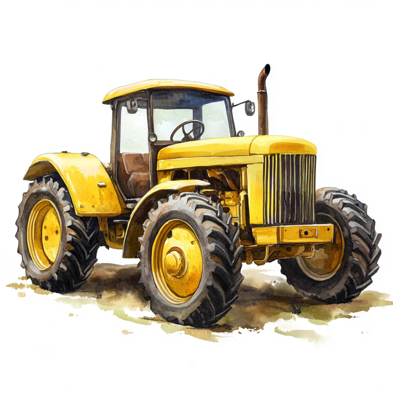 18 PNG Yellow Tractor Clipart Rustic Tractor Graphics Agricultural ...
