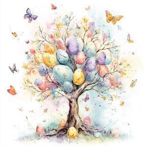 18 PNG Spring Easter Eggs Tree Clipart Printable Digital Spring Tree ...