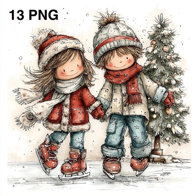 13 PNG Children Ice Skating Clipart Winter Kids Sport Clipart Ice Rink ...