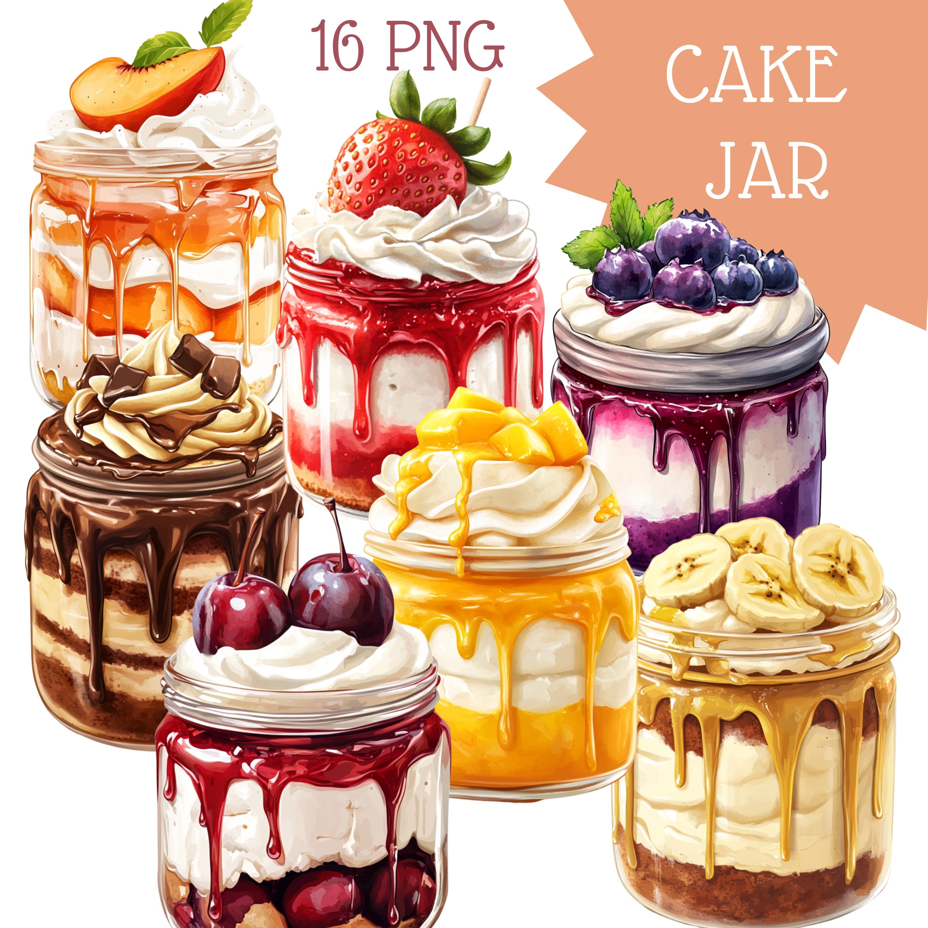 16 PNG Dessert in Jar Clipart Watercolor Dessert Clipart Scrapbooks ...
