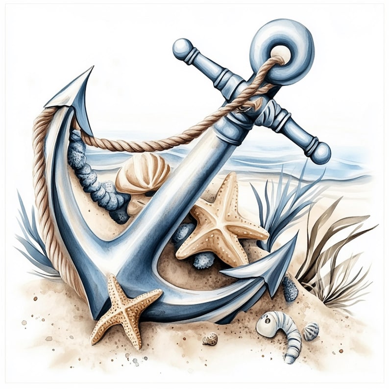 15 PNG Anchor Clipart Nautical Printable Clipart Summer Beach Clipar ...