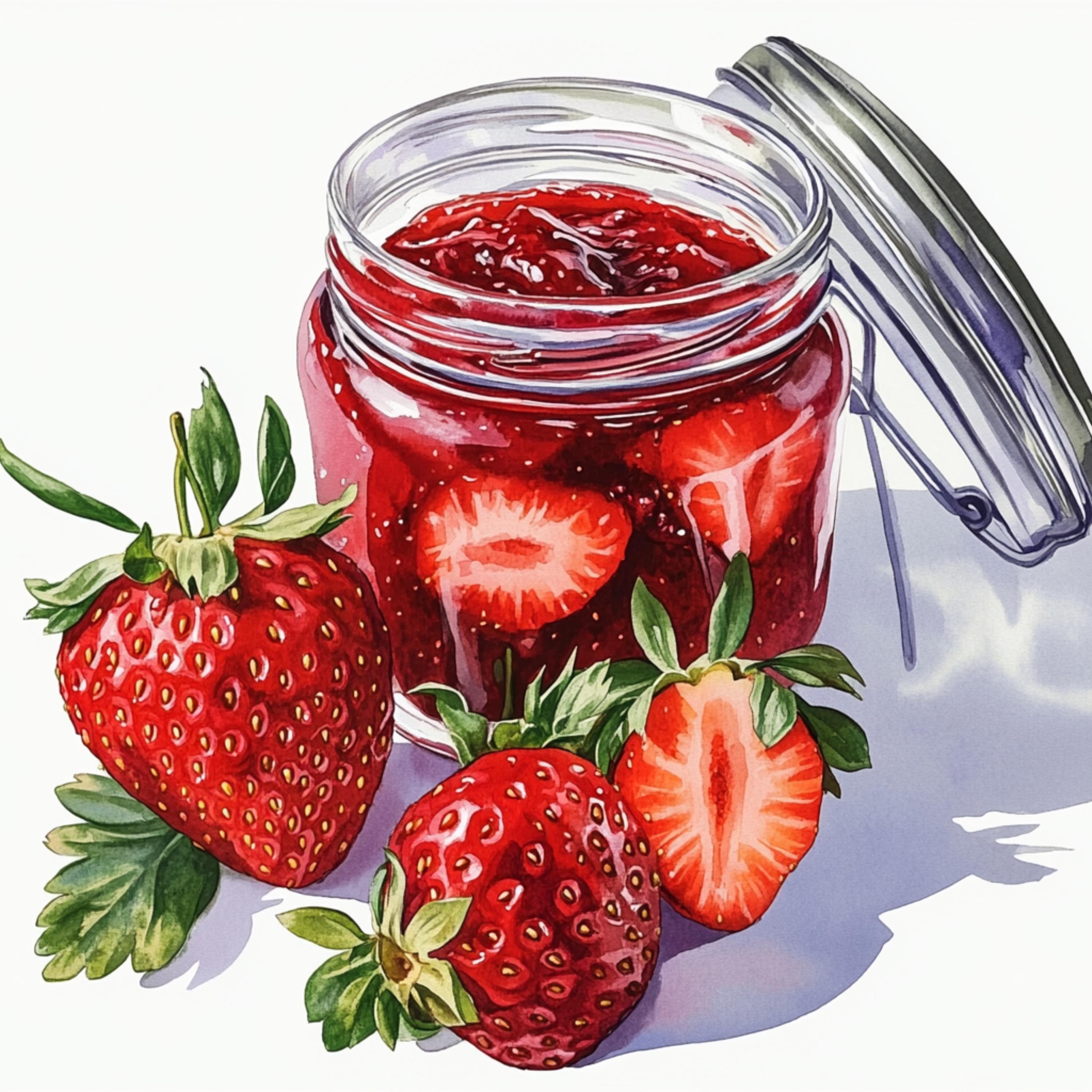 15 PNG Strawberry Jam Jar Clipart Printable Watercolor Food Sweet Treat ...