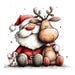 18 PNG Santa Reindeer Clipart Christmas Digital Download Christmas Card ...