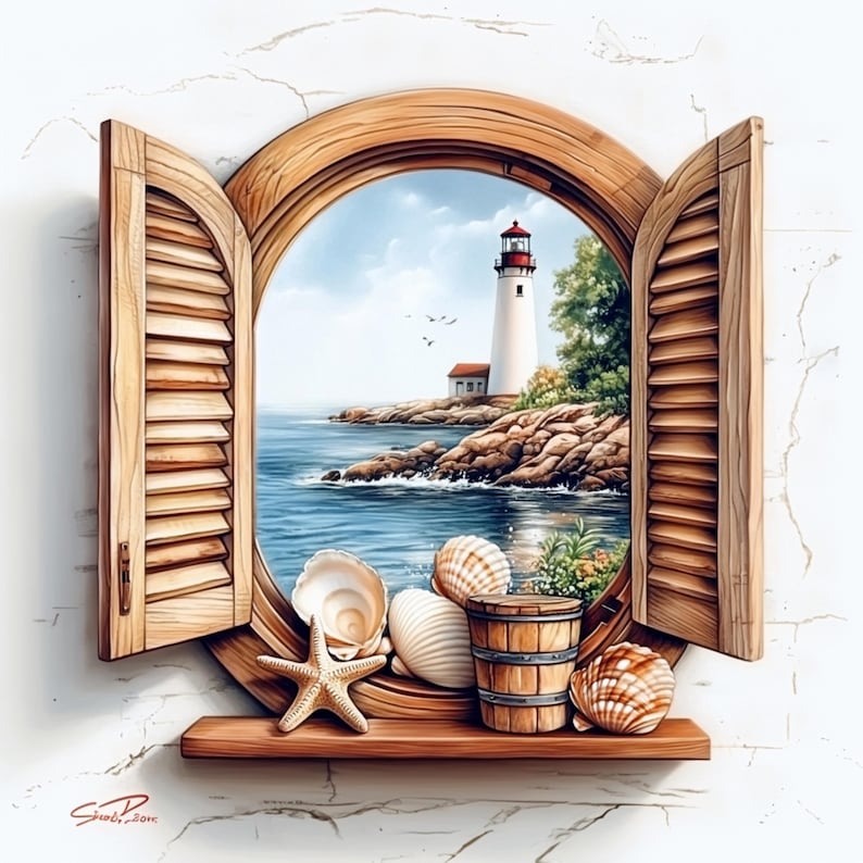 16 PNG Window Ocean View Clipart Watercolor Window Sea Scenery Window ...