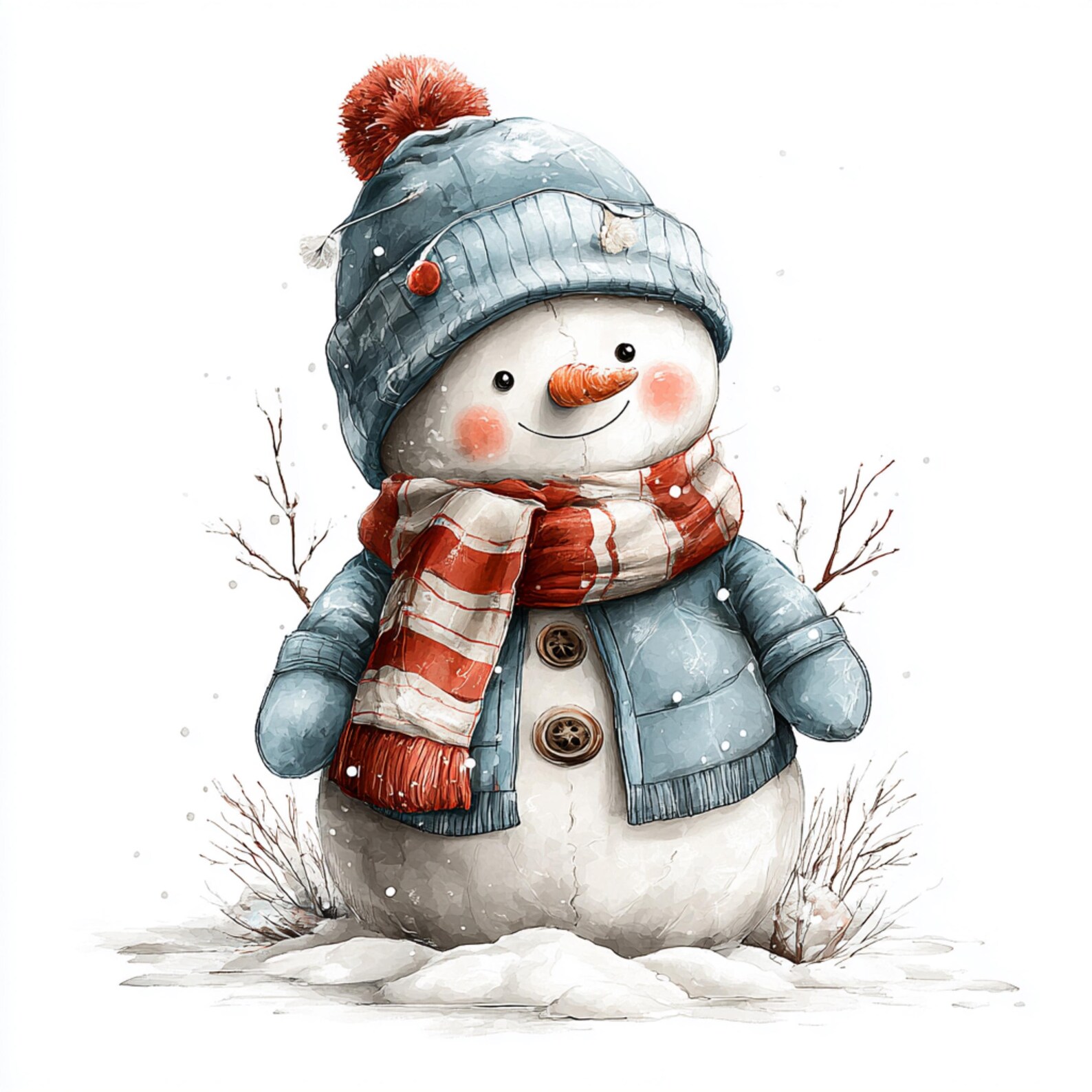 16 PNG Watercolor Christmas Blue Snowman Festive Snowman Clipart Snowy ...