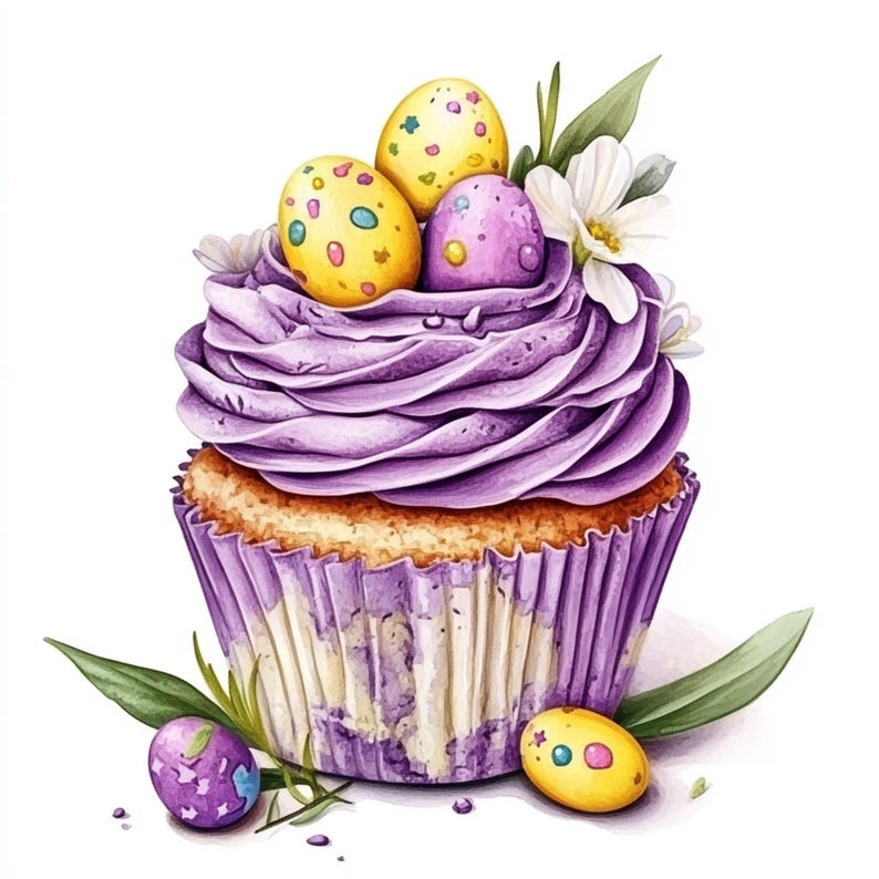 18 PNG Easter Cupcake Clipart Bundle Easter Illustration Easter Egg ...
