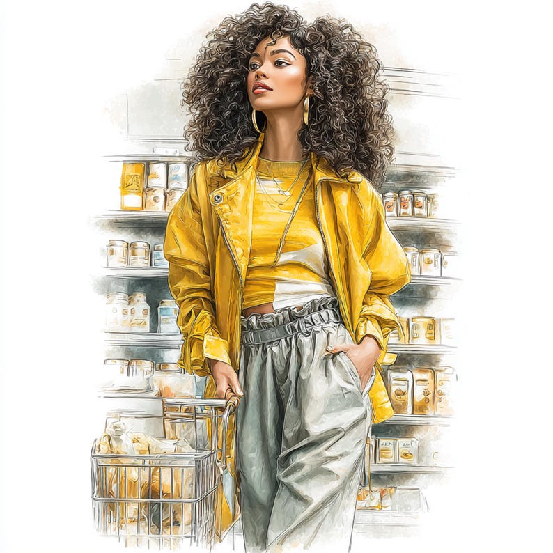 20 PNG Black African Woman in Supermarket Grocery Shopping Clipart ...