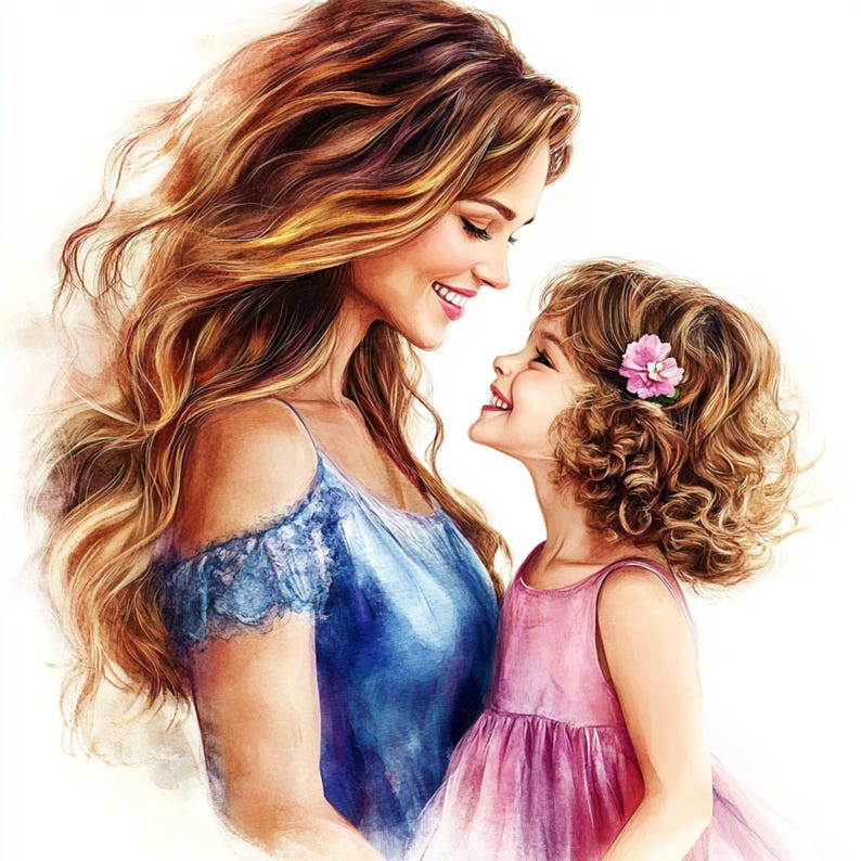 14 PNG Watercolor Mother's Day Clipart Mom and Baby Clipart Mother ...