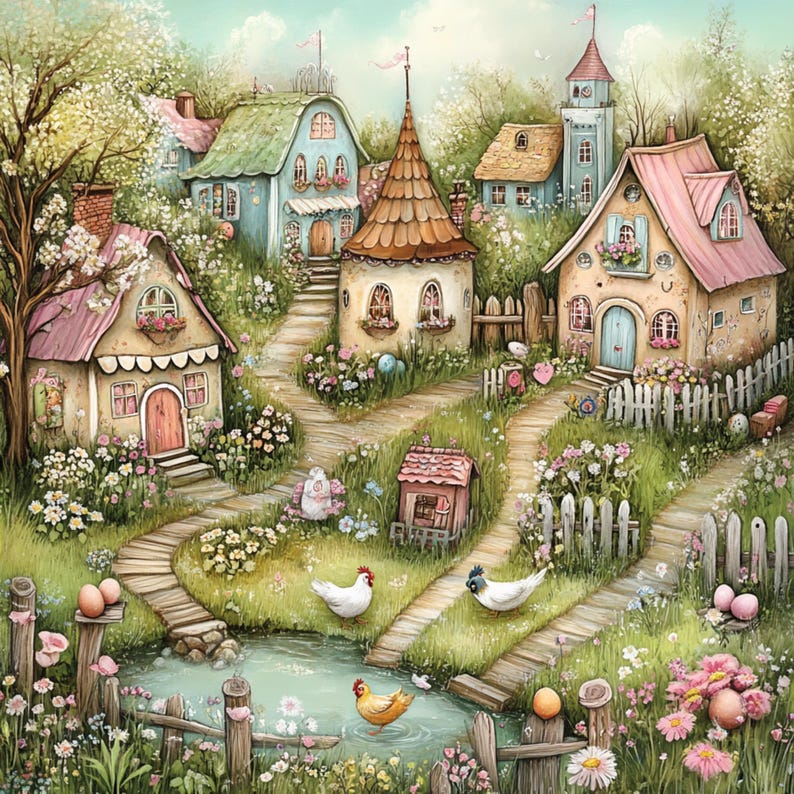 13 PNG Whimsical Spring Village Clipart Fairy Village Printable ...
