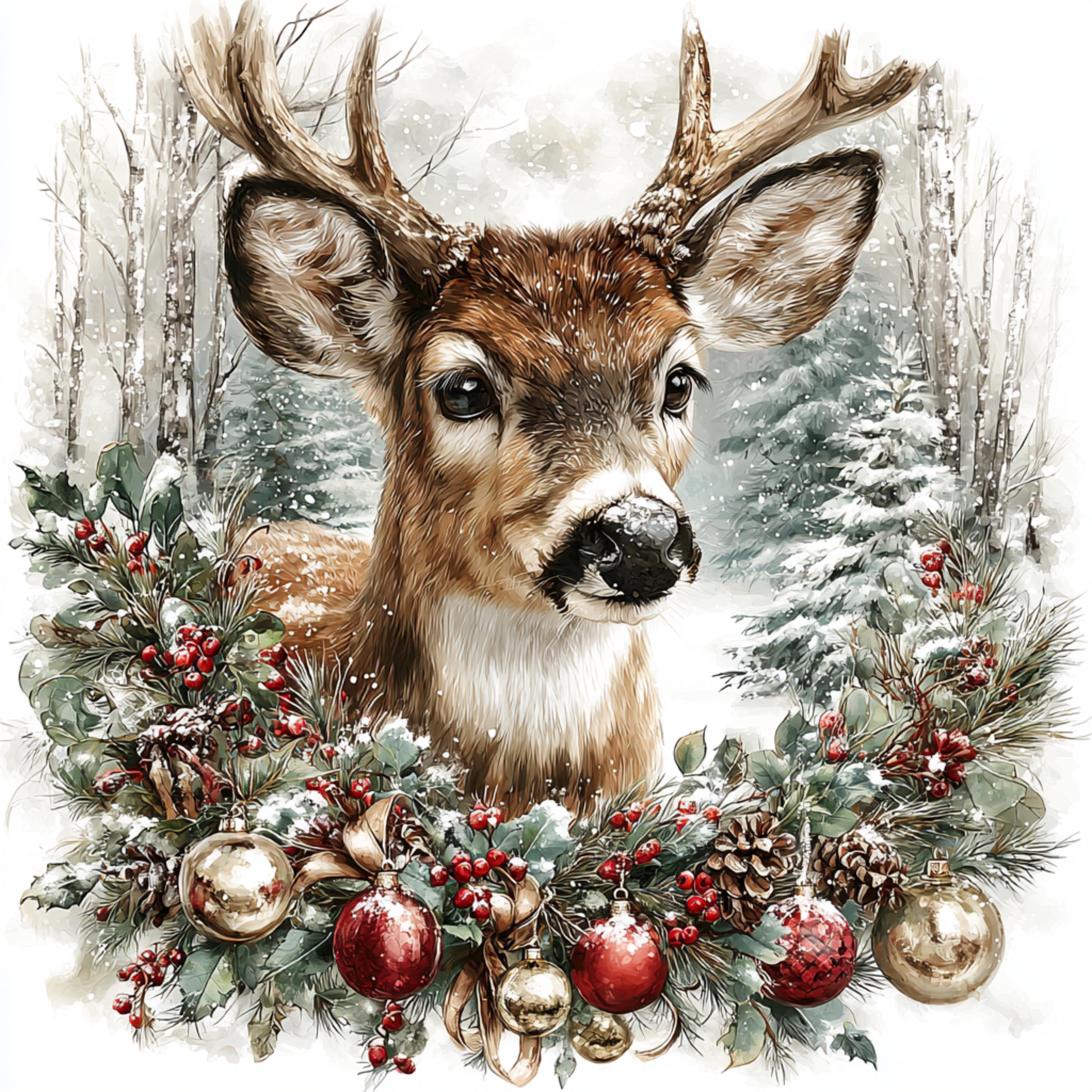 12 PNG Christmas Deer Clipart Reindeer Christmas Tree Instant Download ...