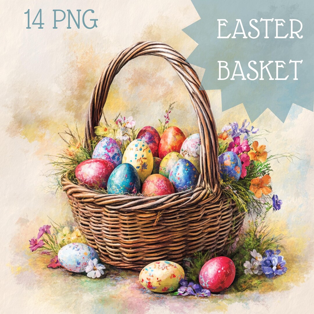 14 PNG Basket of Easter Eggs Easter Clipart Easter Clipart Bundle ...