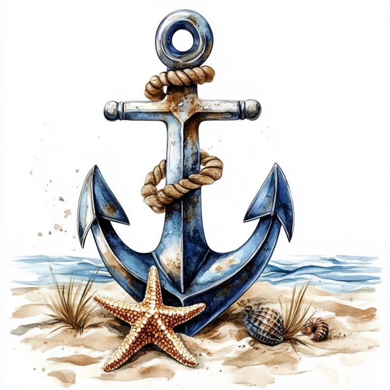 15 PNG Anchor Clipart Nautical Printable Clipart Summer Beach Clipar ...