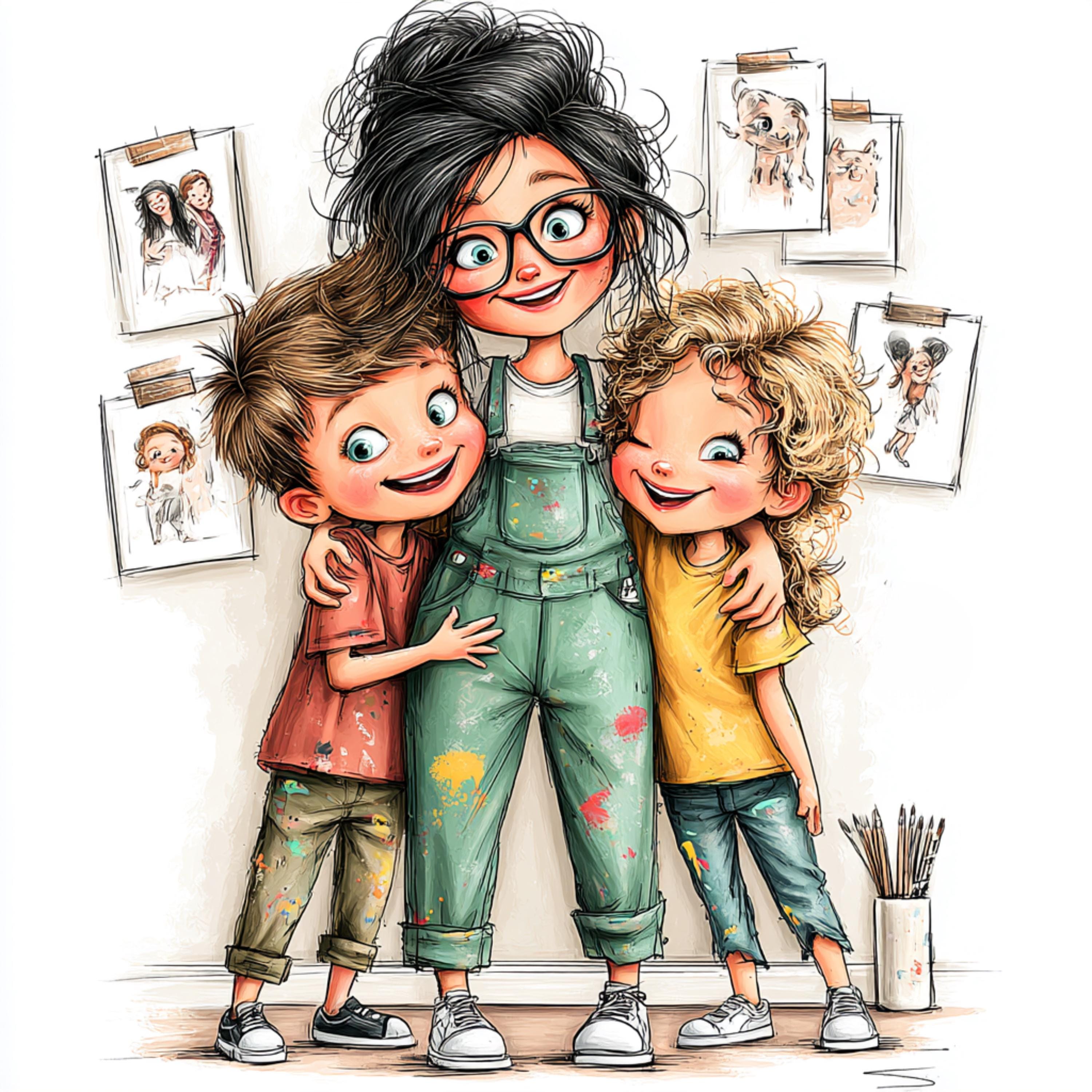 24 PNG Teacher With Children Clipart Cute School Child Cute Teacher ...