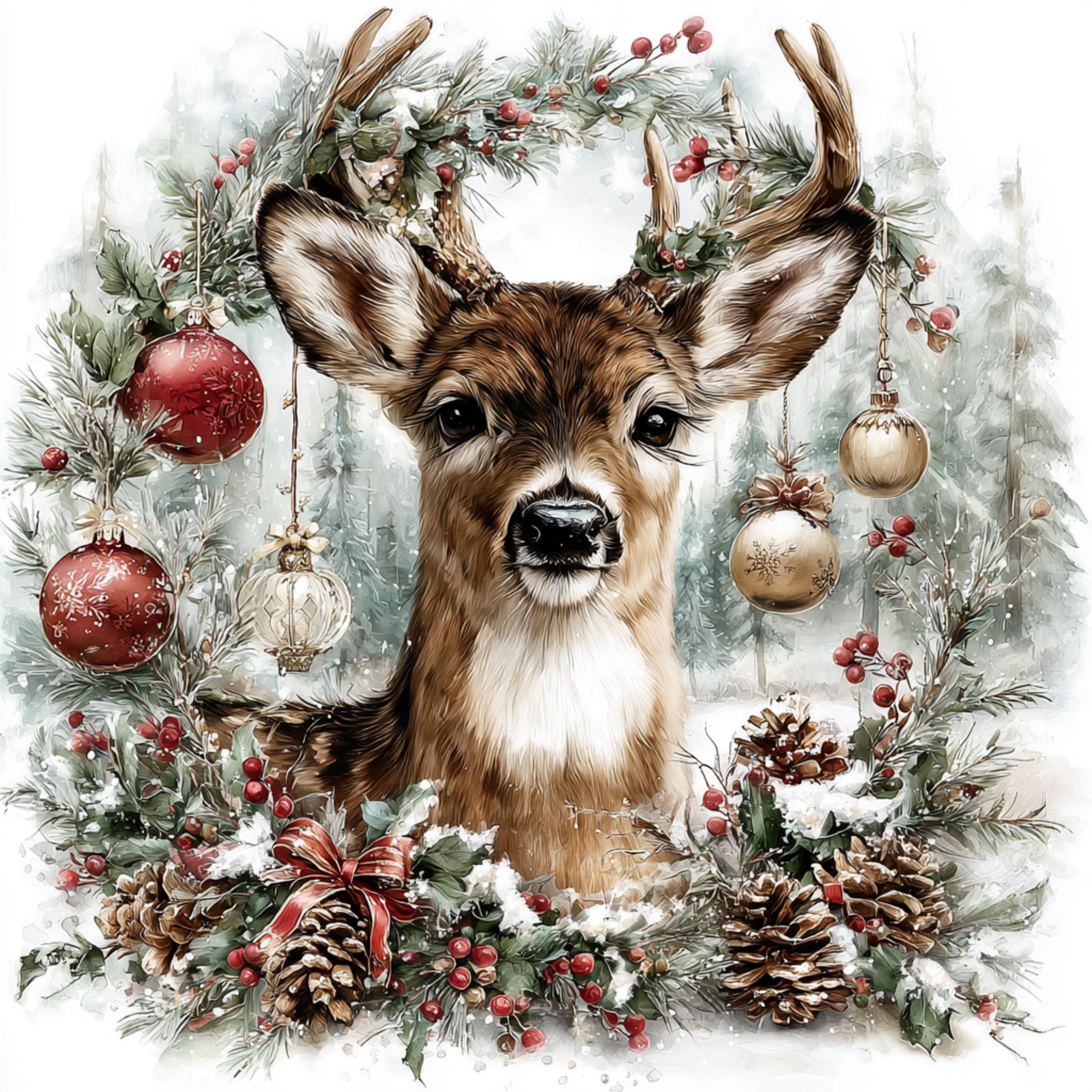 12 PNG Christmas Deer Clipart Reindeer Christmas Tree Instant Download ...