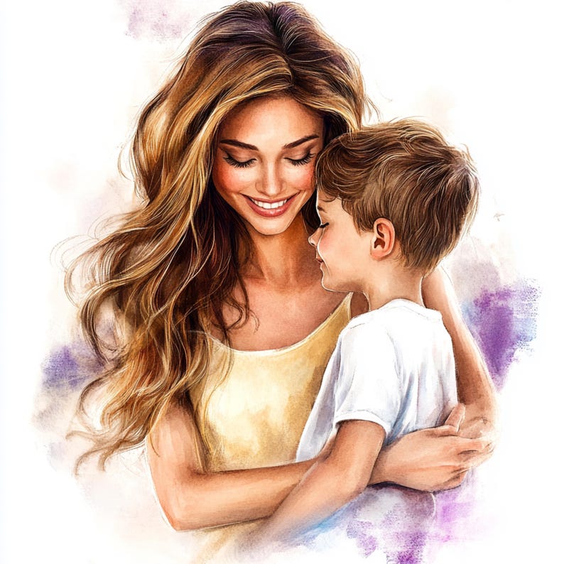 14 PNG Watercolor Mother's Day Clipart Mom and Baby Clipart Mother ...