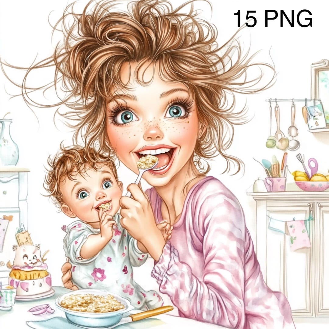 15 PNG Watercolor Mother's Day Clipart Mom and Baby Mother Clipart Card ...