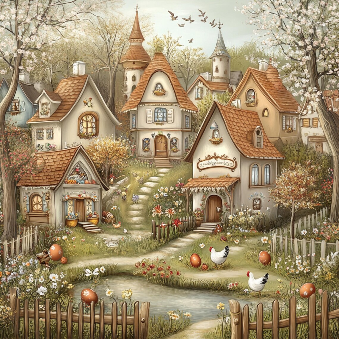 13 PNG Whimsical Spring Village Clipart Fairy Village Printable ...