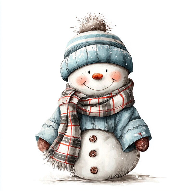16 PNG Watercolor Christmas Blue Snowman Festive Snowman Clipart Snowy ...