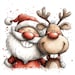 18 PNG Santa Reindeer Clipart Christmas Digital Download Christmas Card ...