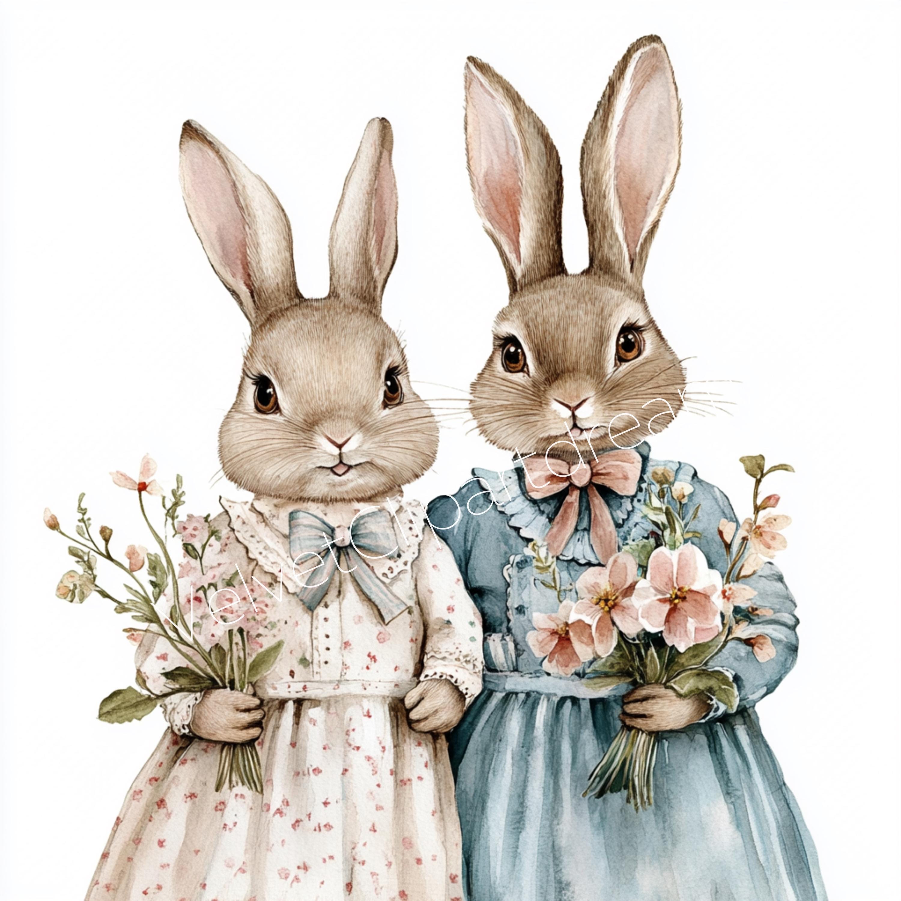 17 Family Rabit Clipart Watercolor Easter Bunny Spring Clipart High ...