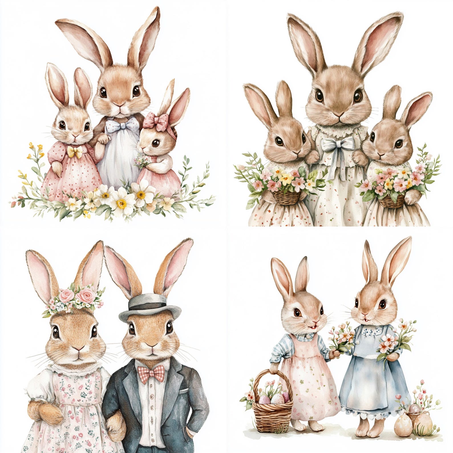 17 Family Rabit Clipart Watercolor Easter Bunny Spring Clipart High ...