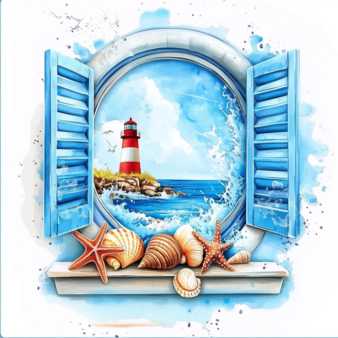 16 PNG Window Ocean View Clipart Watercolor Window Sea Scenery Window ...