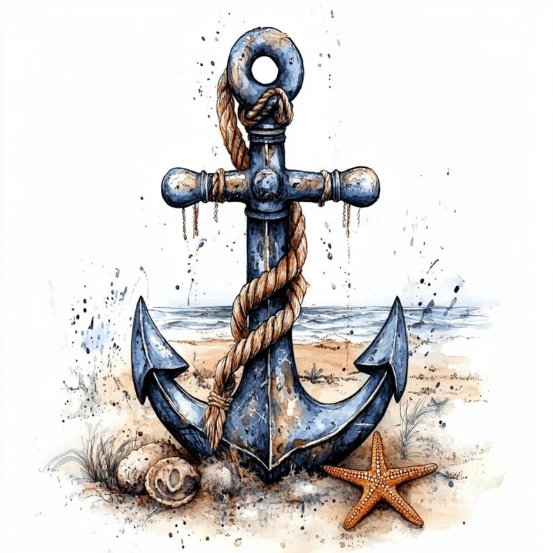 15 PNG Anchor Clipart Nautical Printable Clipart Summer Beach Clipar ...