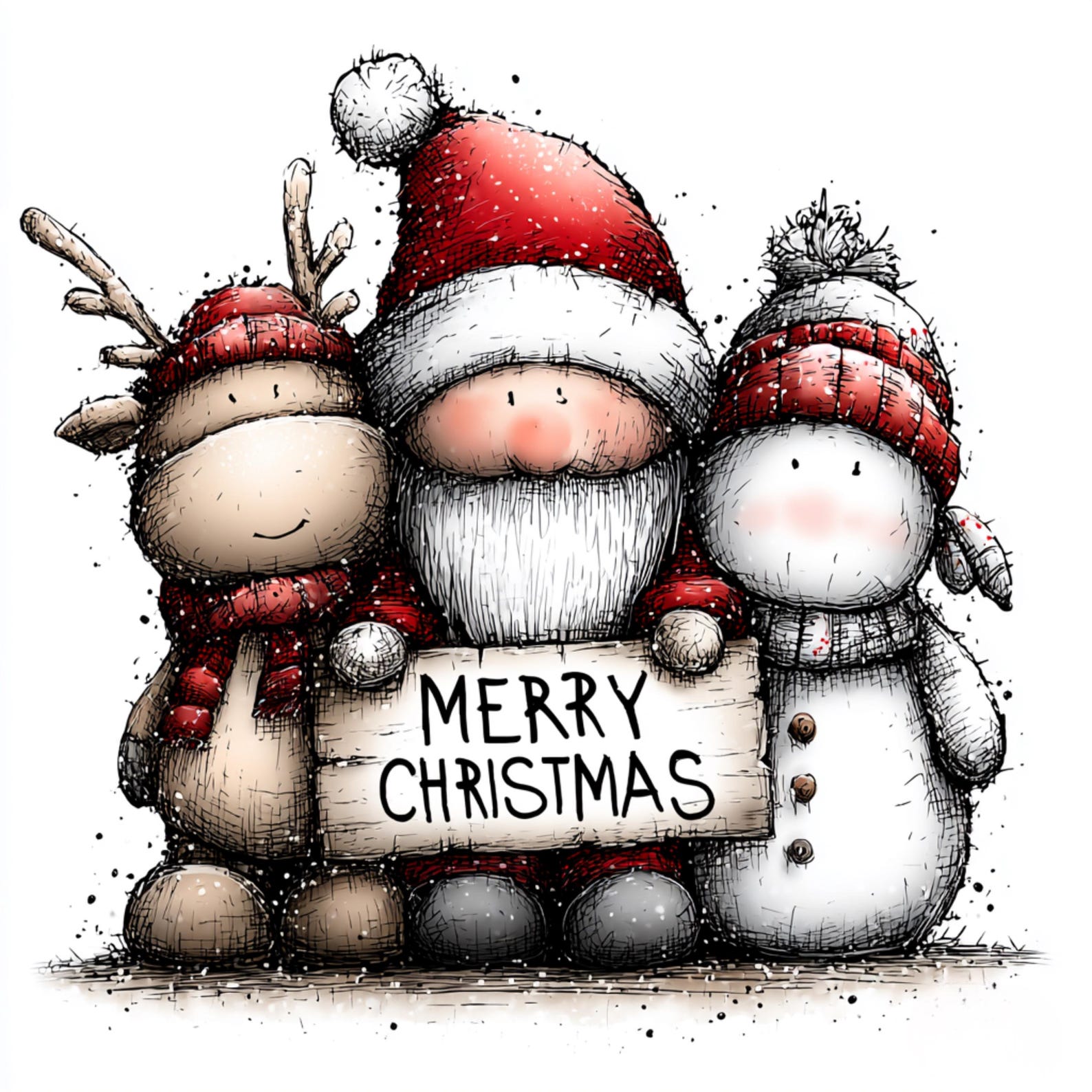 16 PNG Merry Christmas Santa Reindeer Snowman Christmas Digital ...