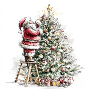 14 PNG Cute Santa Claus Christmas Tree Clipart Christmas Card Printable ...