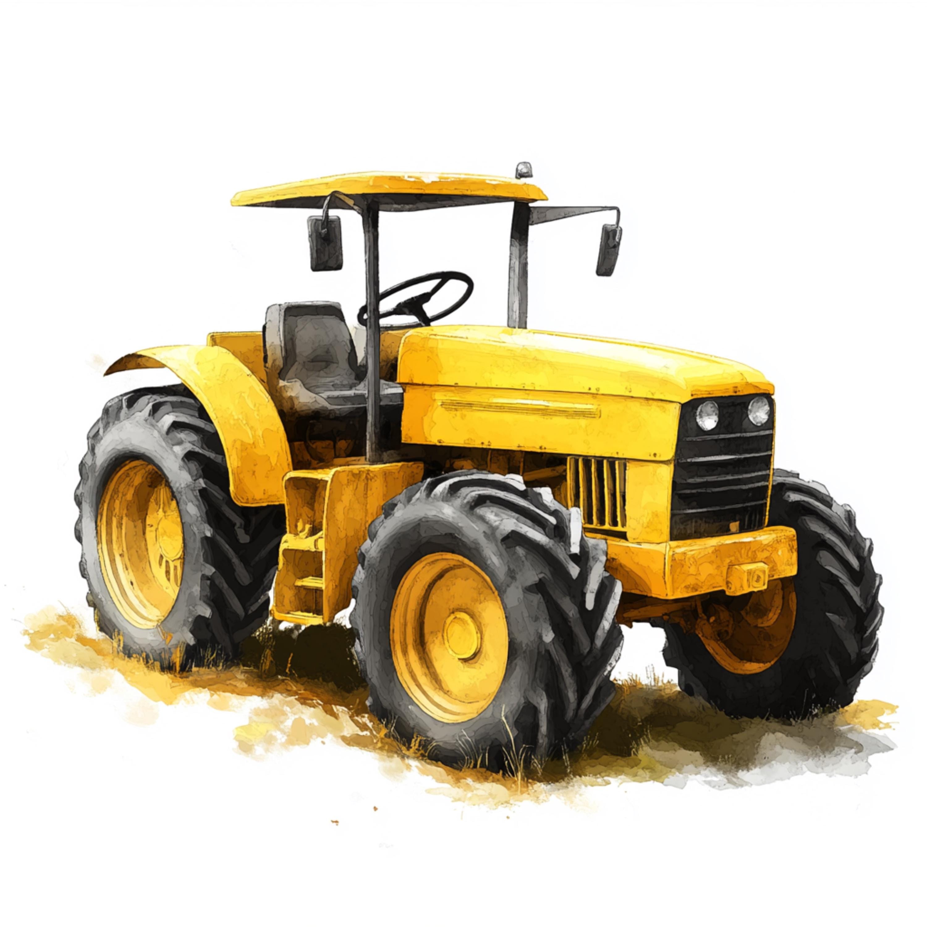 18 PNG Yellow Tractor Clipart Rustic Tractor Graphics Agricultural ...