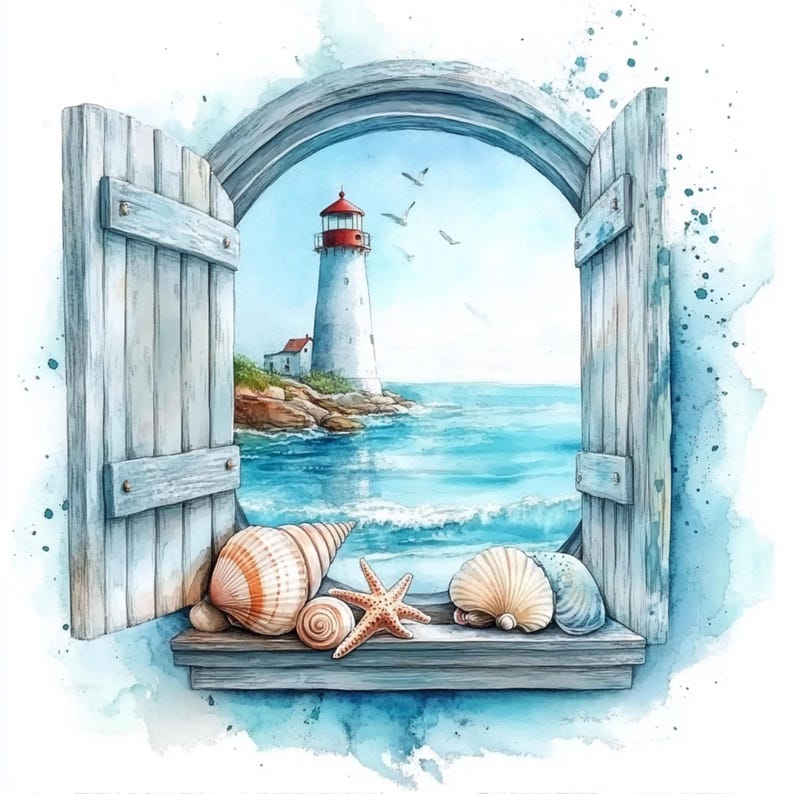 16 PNG Window Ocean View Clipart Watercolor Window Sea Scenery Window ...