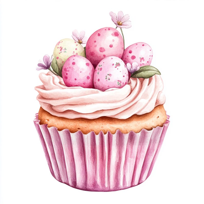18 PNG Easter Cupcake Clipart Bundle Easter Illustration Easter Egg ...