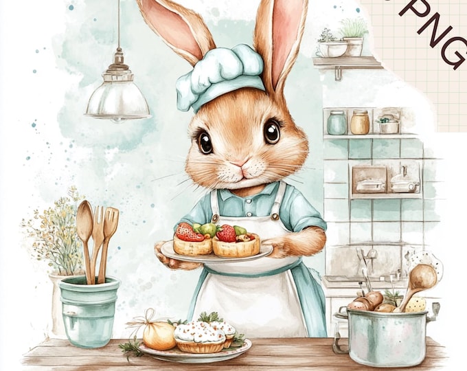 Bunny Baking, Chef & Kitchen Clipart - Delightful and Whimsical Designs ...