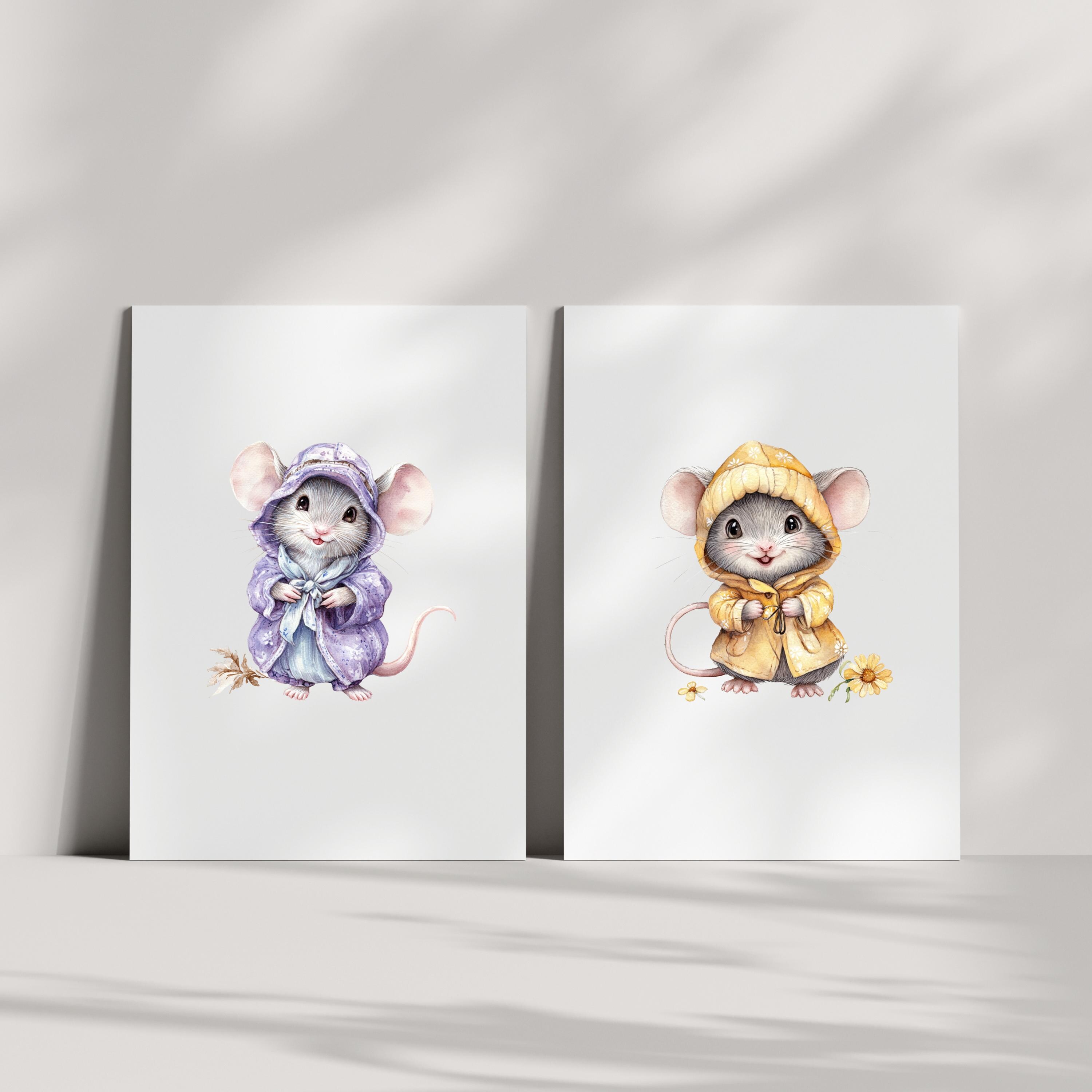 20 PNG Baby Mouse Watercolor Clipart Printable Little Mouse Cute Mouse ...