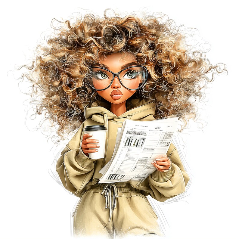 22 PNG Black Girl on the Couch Planning Book Relax Clipart Self-care ...