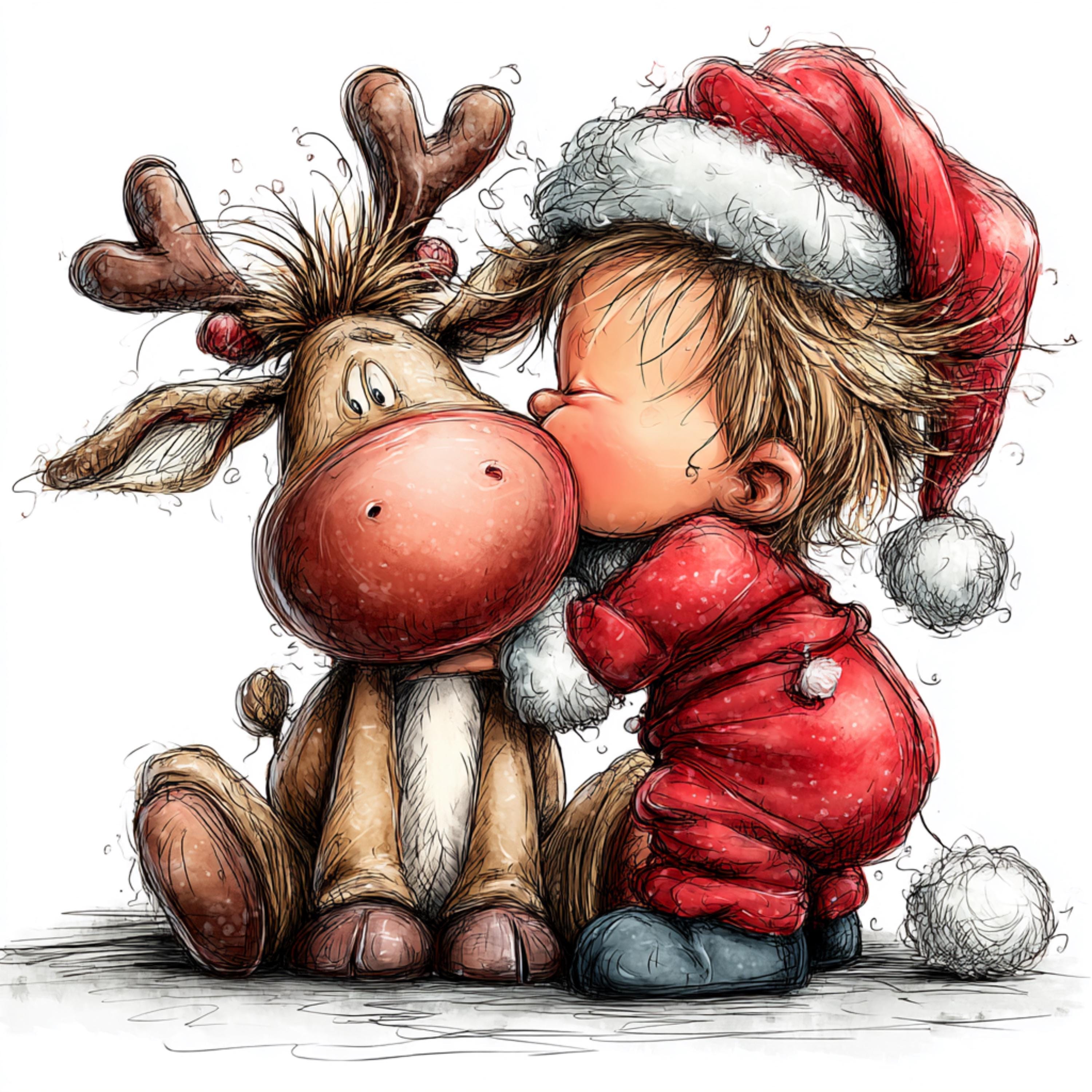 20 PNG Winter Boy and Reindeer Clipart Christmas Deer Christmas Boy ...