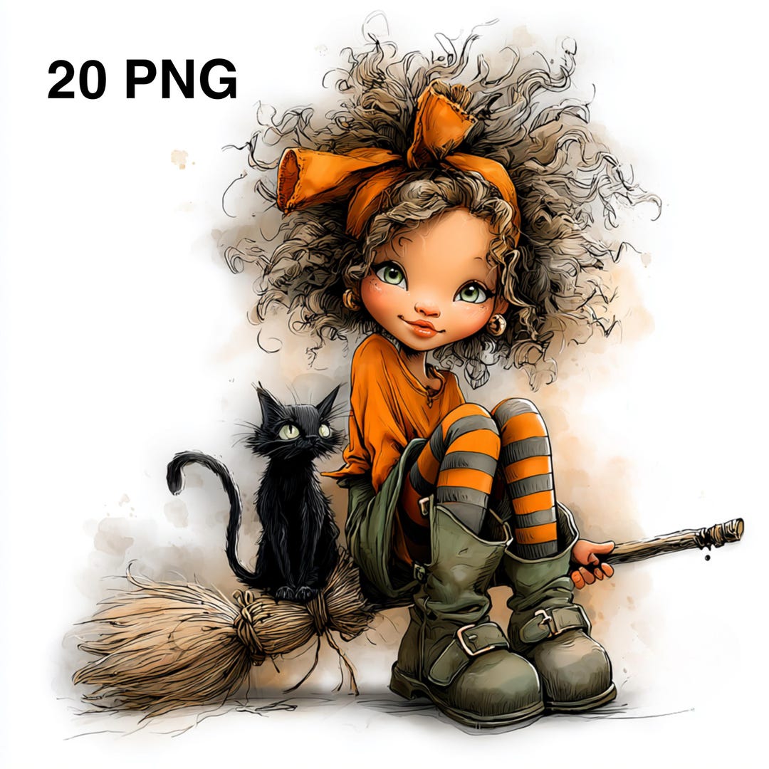 20 PNG Halloween Girl Clipart Cute Fall Cute Witch Gir Funny Fall Girl ...