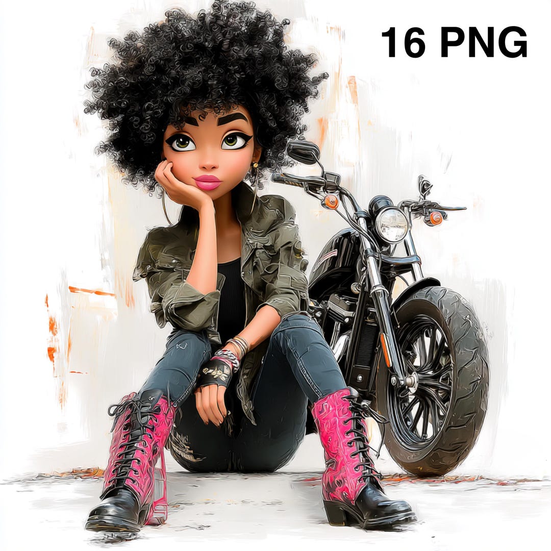 16 PNG afro-américaine femme motard clipart motard motard fille afro ...